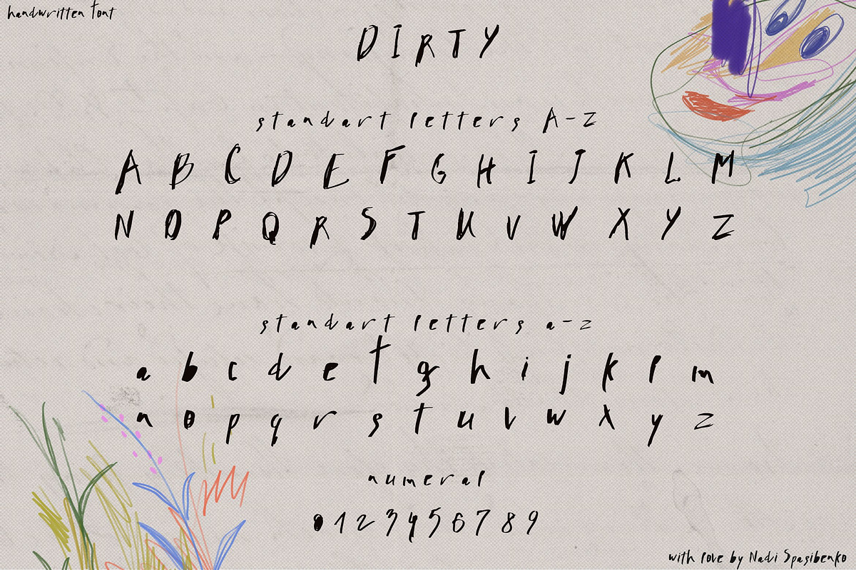 Dirty Handwritten Font, a Script Font by Artcoast Fonts