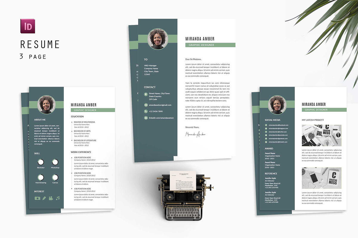 Miranda Amber Resume Designer, a Resume Template by AQR Studio