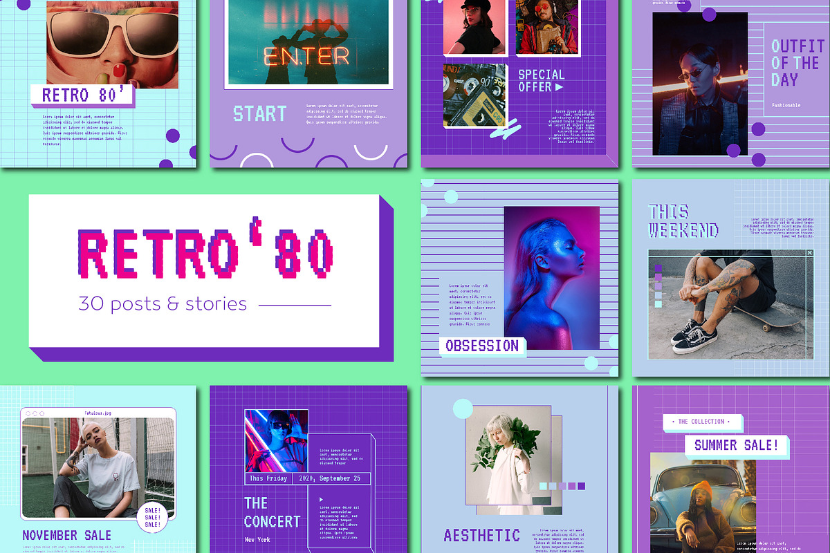 RETRO Style Instagram Template, a Social Media Template by Julia Liu