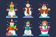 Awesome Snowmen in Different Styles, an Illustration by TastyVector