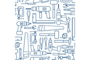 Hardware tool set linear seamless pattern. Vector carpenter of working ...