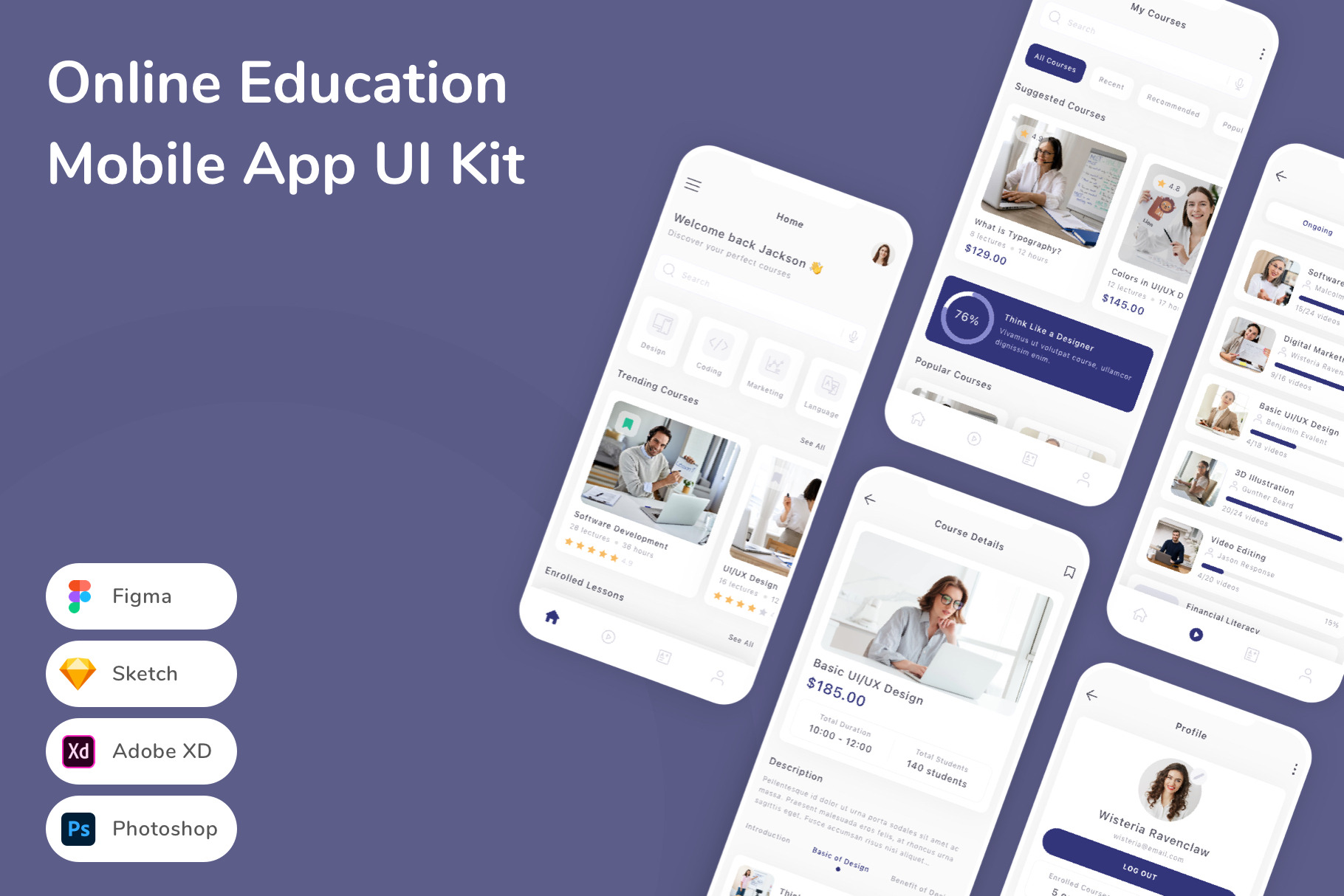 Online Education Mobile App UI Kit, an UI Kit Template by Betush