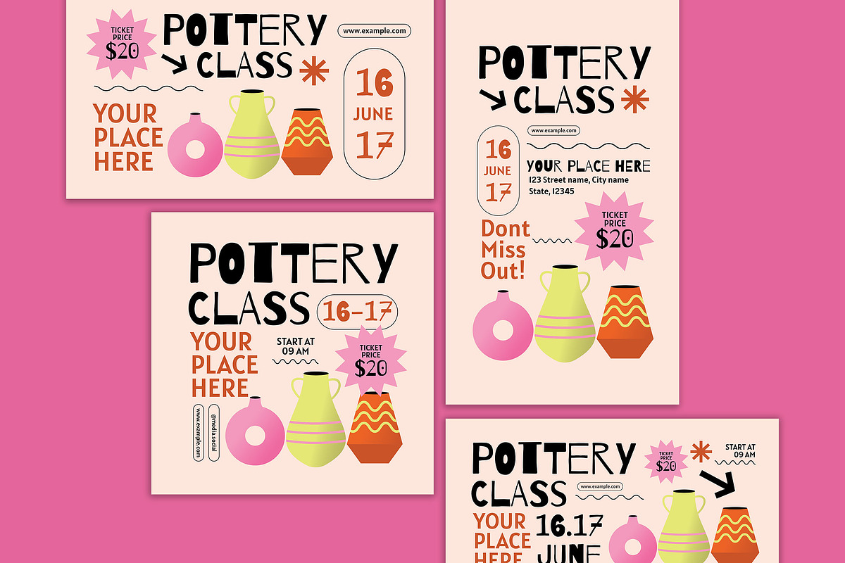 Cream Gradient Pottery Class Flyer, a Flyer Template by Artbox Studio