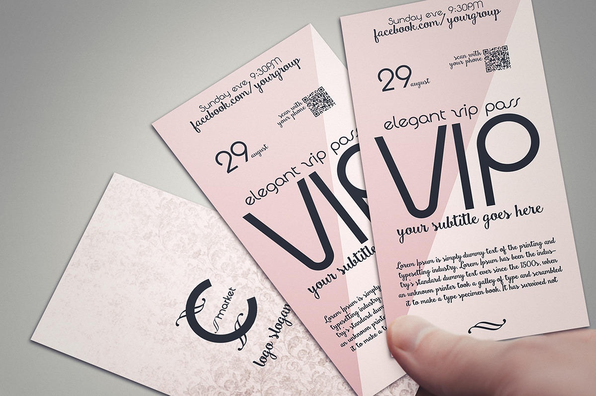 Pink dream - two-sided VIP PASS card, a Card Template by Tzochko