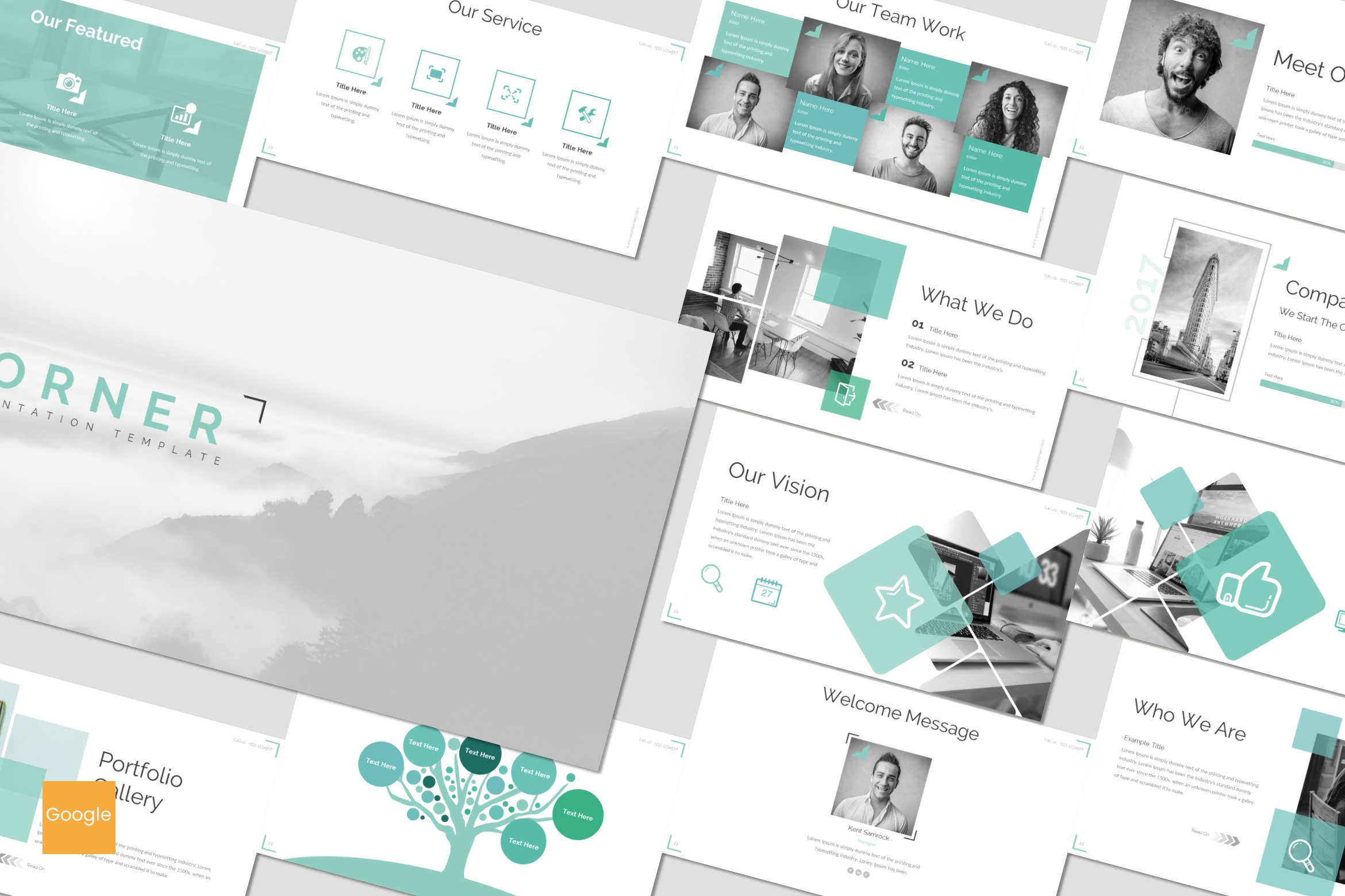 Corner - Google Slides Template, a Presentation Template by inspirasign