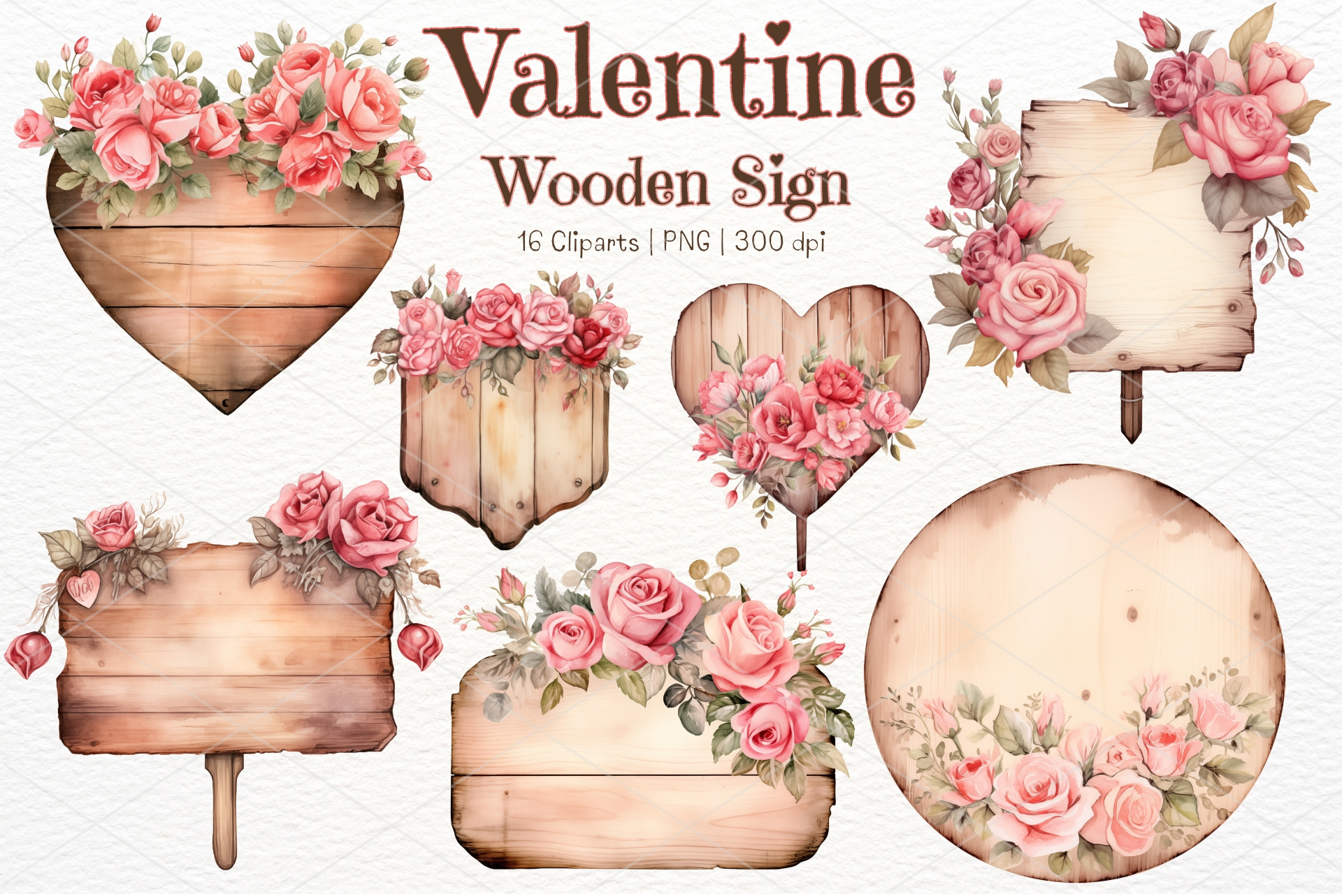 Wooden Signs Watercolor Clipart, an Illustration by Maysa Art