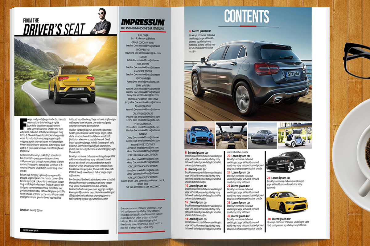 Car Magazine Template, a Magazine Template by Red Cactus Creative