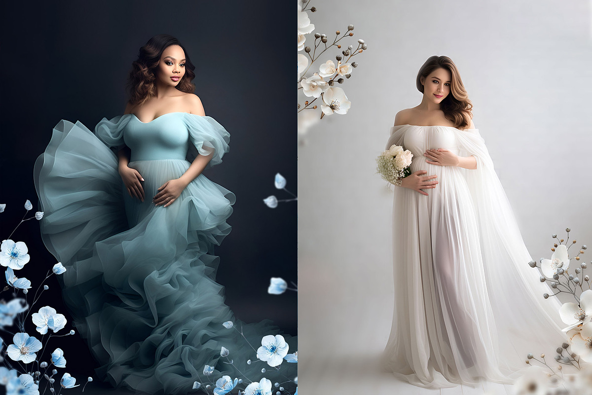 Floral branches spring PNG overlays, a Layer Style Add-On by Walllow ...