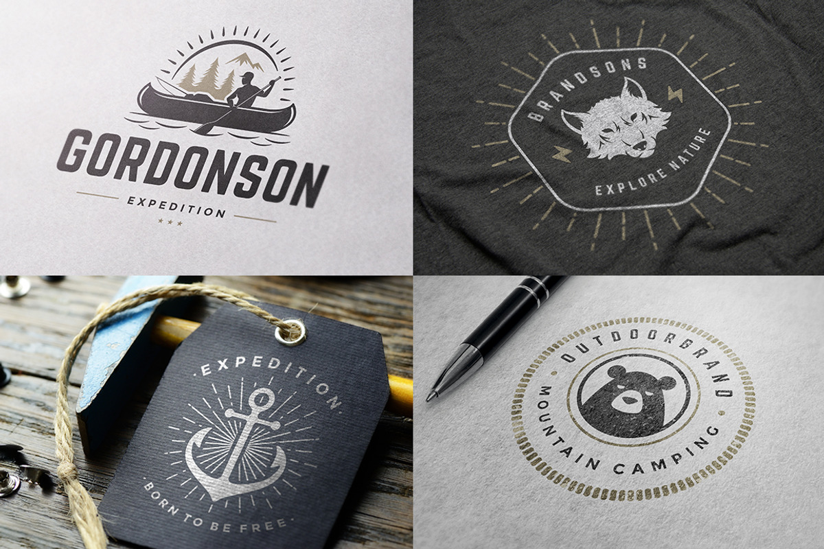 50 Outdoor logos and badges, a Branding & Logo Template by Vasya Kobelev