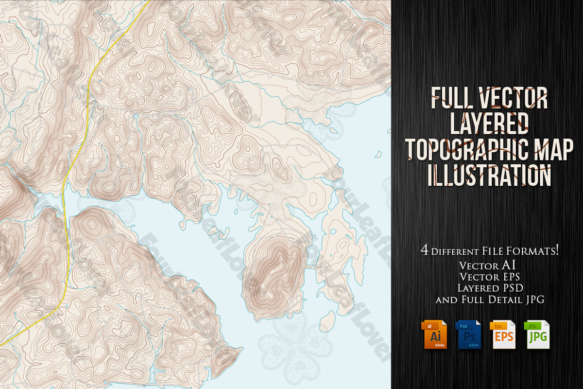 Vector Coastal Topographic Maps, a Texture Illustration by FourLeafLover