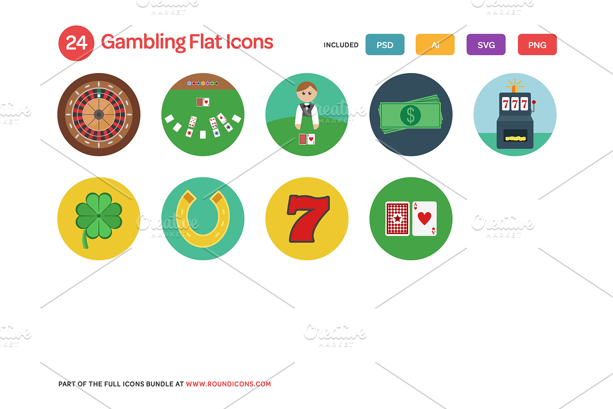Gambling Flat Icons Set, an Icon by Vectopus.com