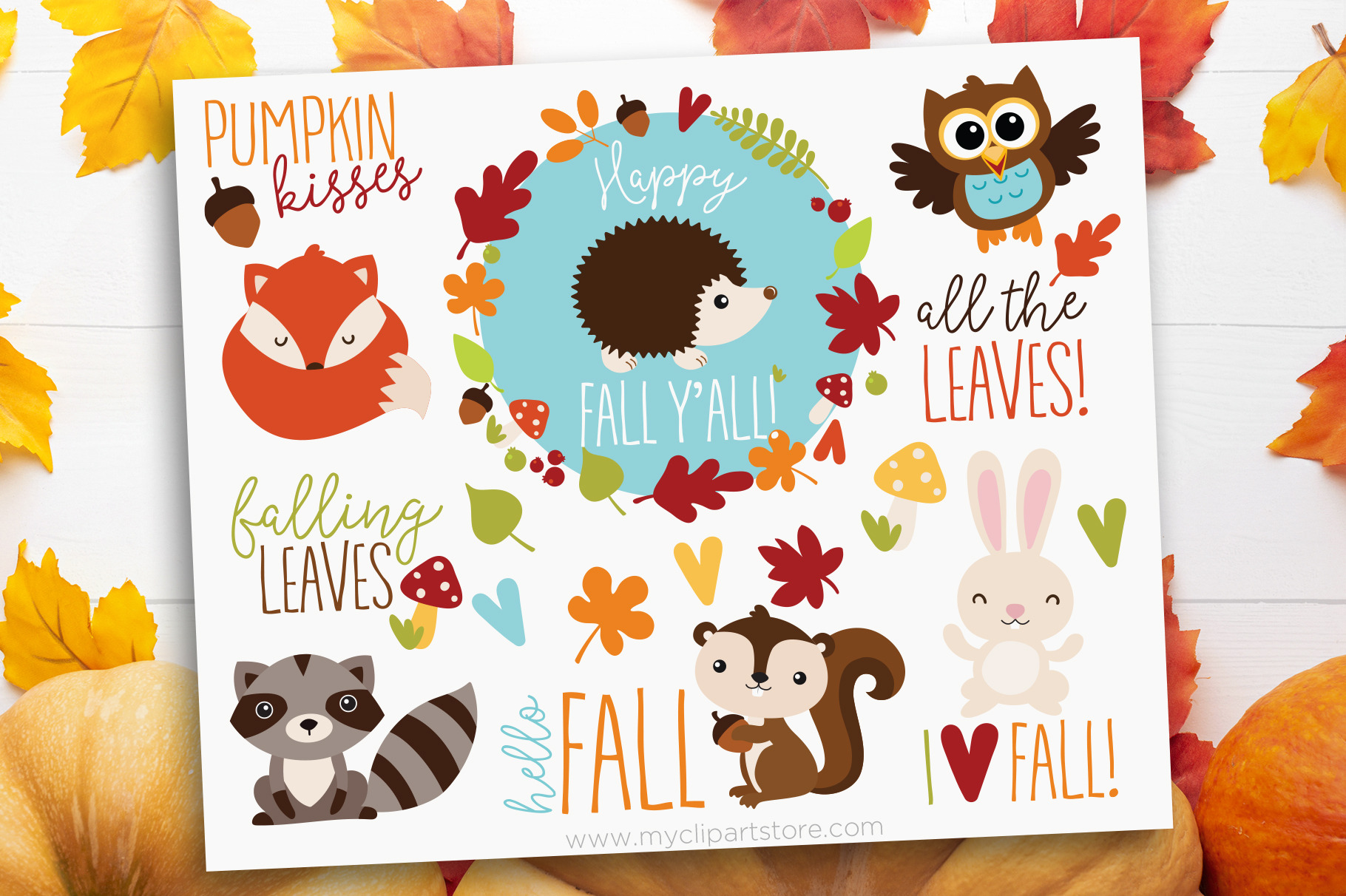 Fall Animals, Autumn Clipart, an Illustration by MyClipArtStore