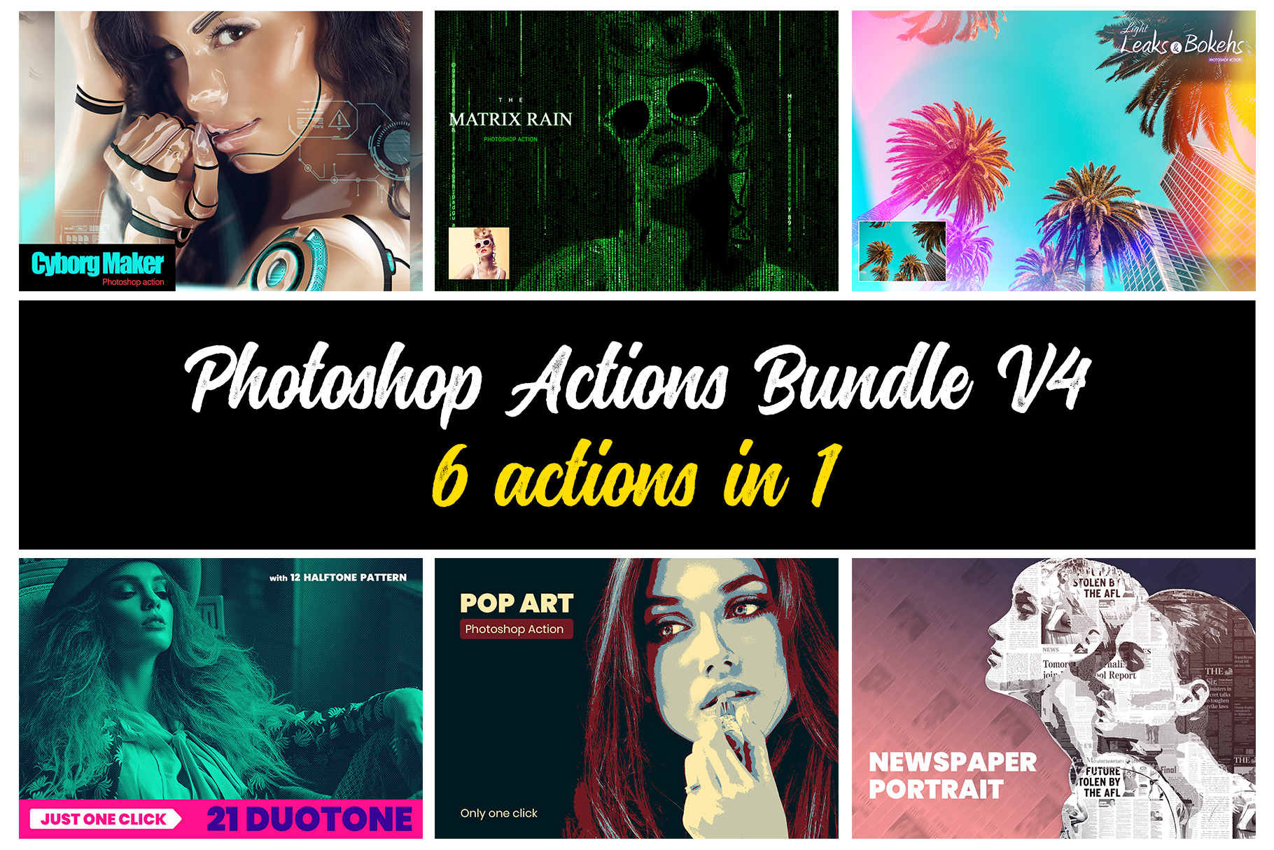 Photoshop Actions Bundle V4, an Action Add-On by PSD Action
