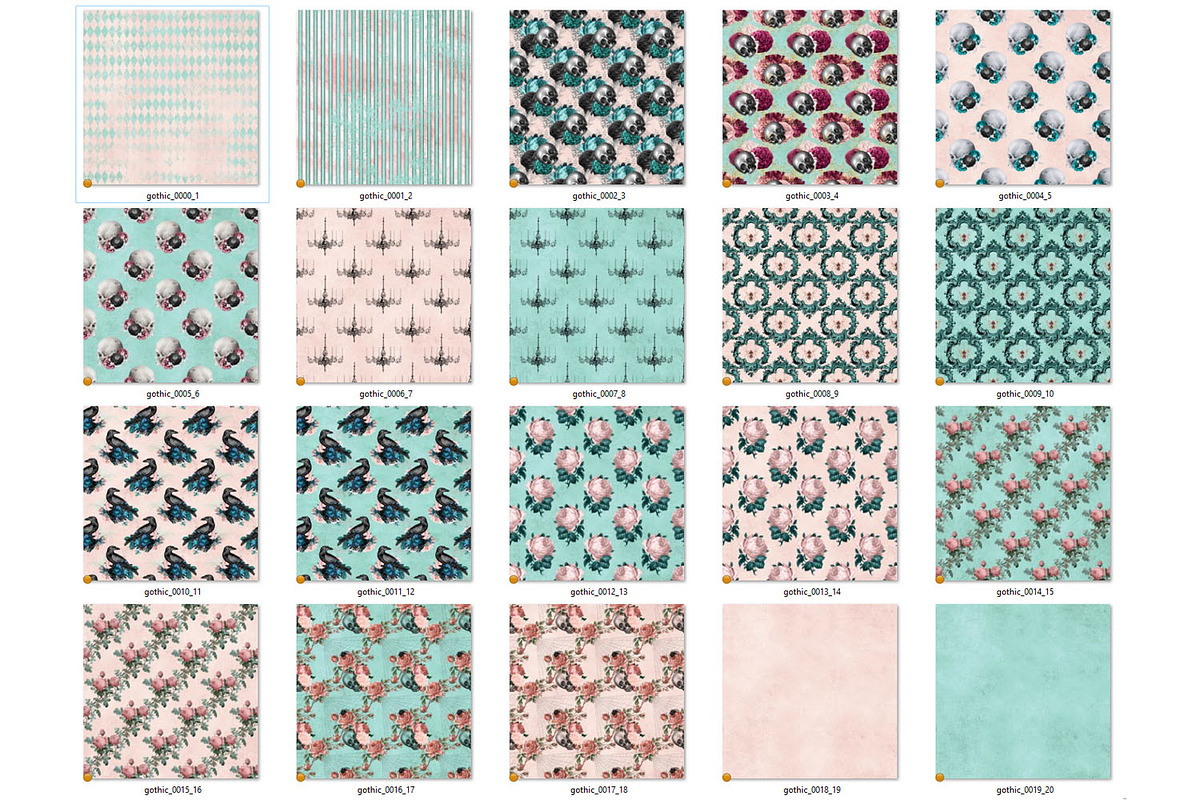 Blush & Turquoise Gothic Patterns, a Pattern Graphic by Digital Curio
