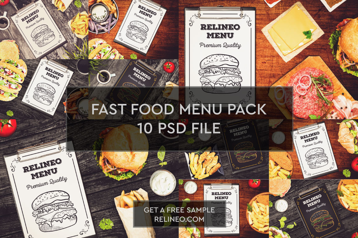 Fast Food Menu 10 PSD Pack, a Product Mockup by relineo.com