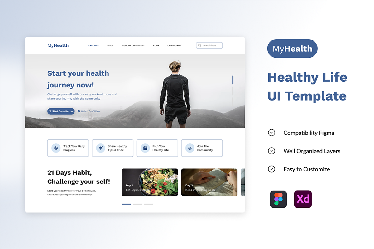 MyHealth - Healthy Life UI Kit, an App Template by MikroType Std