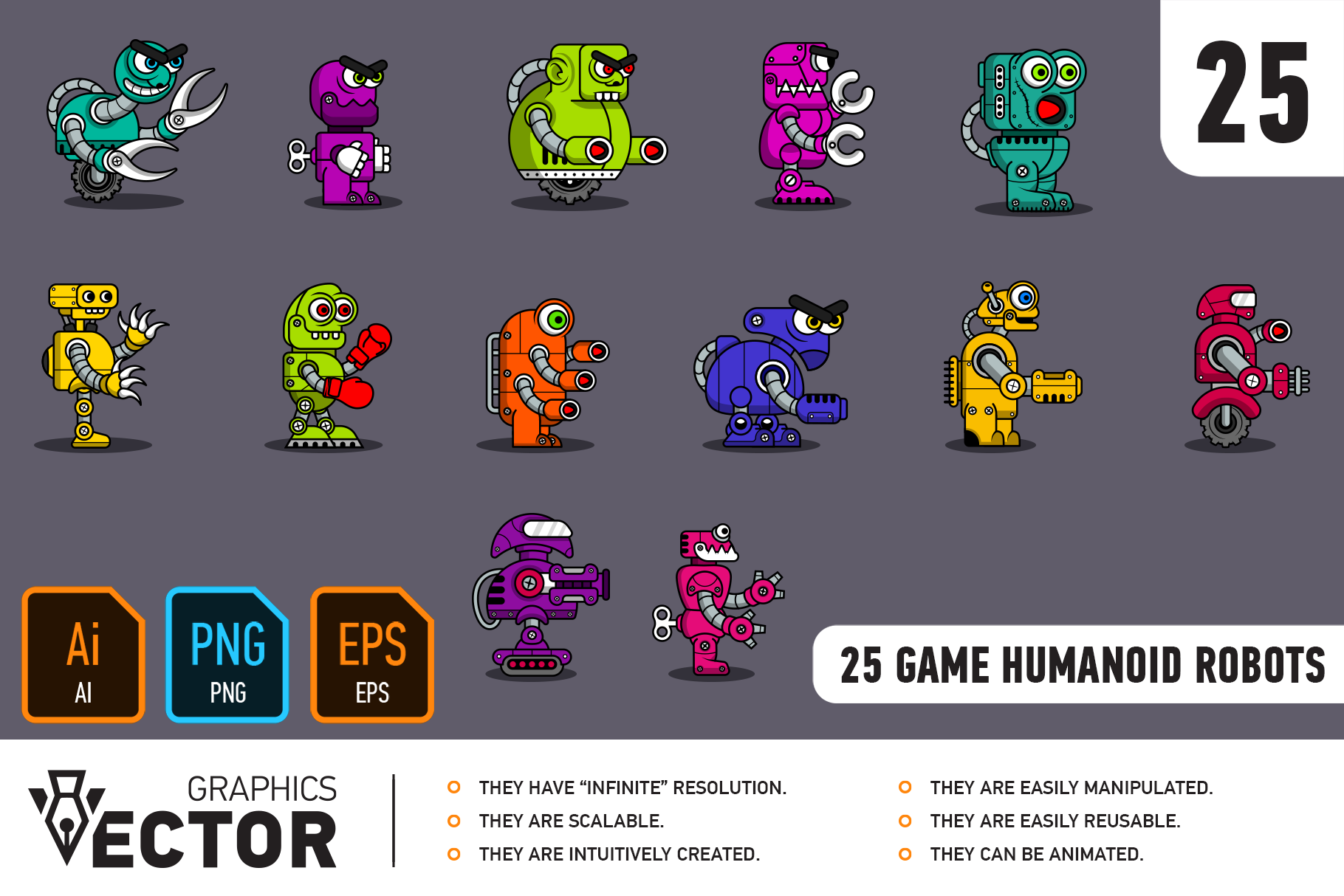 25 game humanoid robots, an Object Graphic by Cruiz Studio