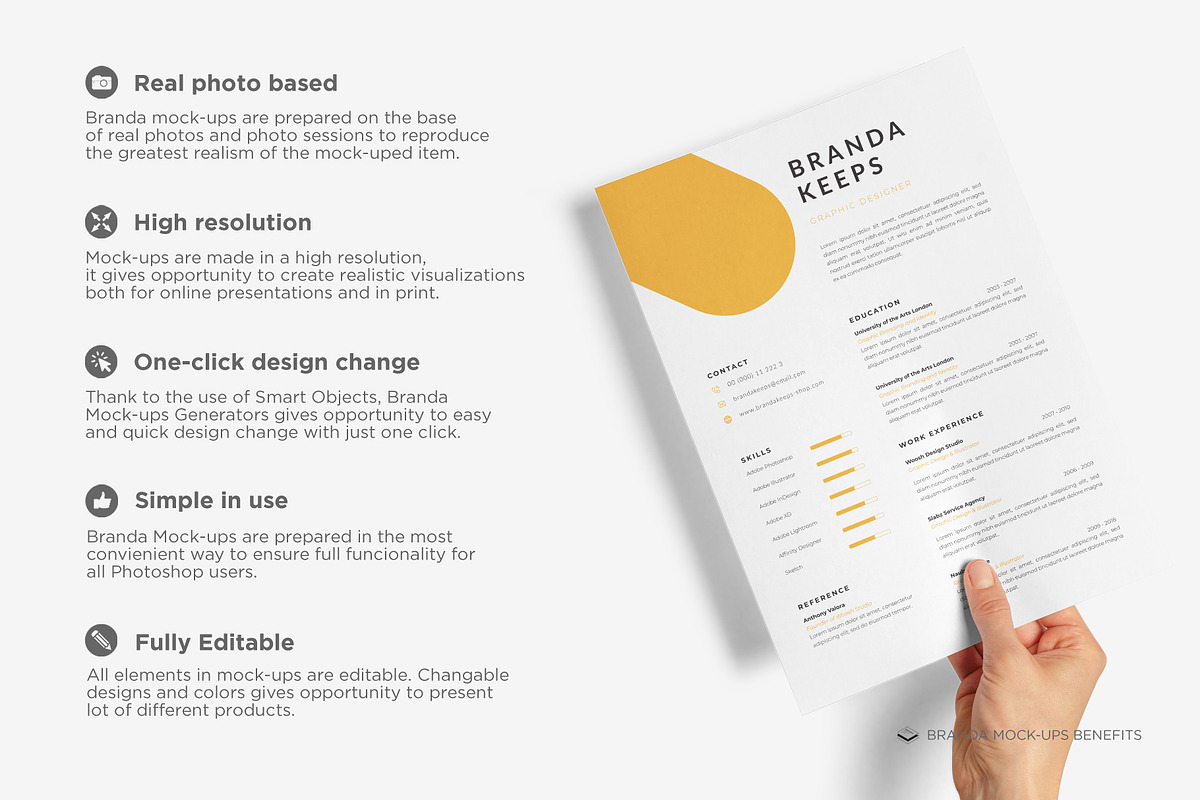 A4 Paper in Hands Mock-up, a Print Template by Branda Keeps