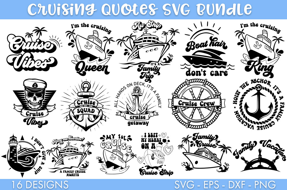 Cruise Cruising SVG Bundle, a Seasonal Illustration by Freeling Design ...