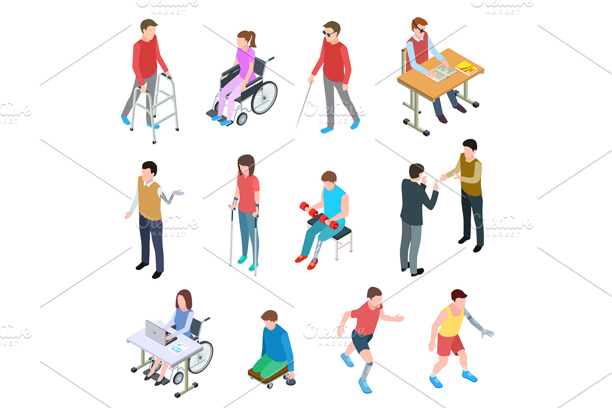 Disabled people isometric. Persons, a Graphic by Valerie Bodnar