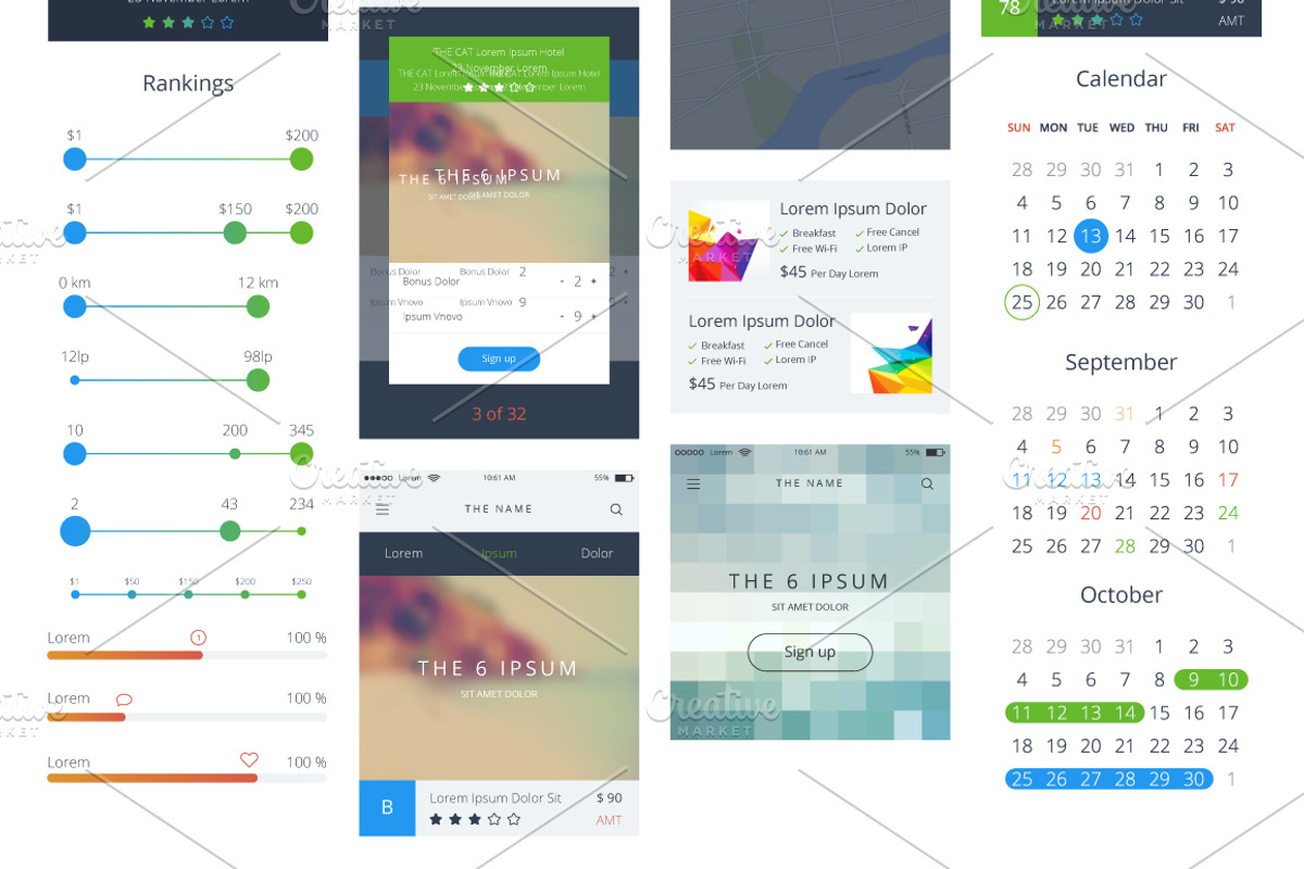 Vector Phone GUI Template, a Work Illustration by fet
