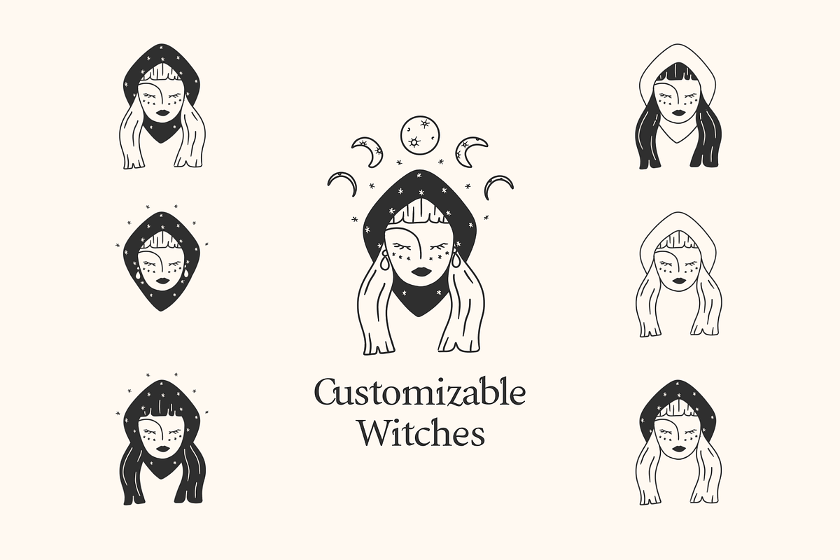 Wicca | Witchcraft drawings & logos, a Graphic by Luna Studio