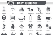 36 Vector Baby black icons set. | Icons ~ Creative Market