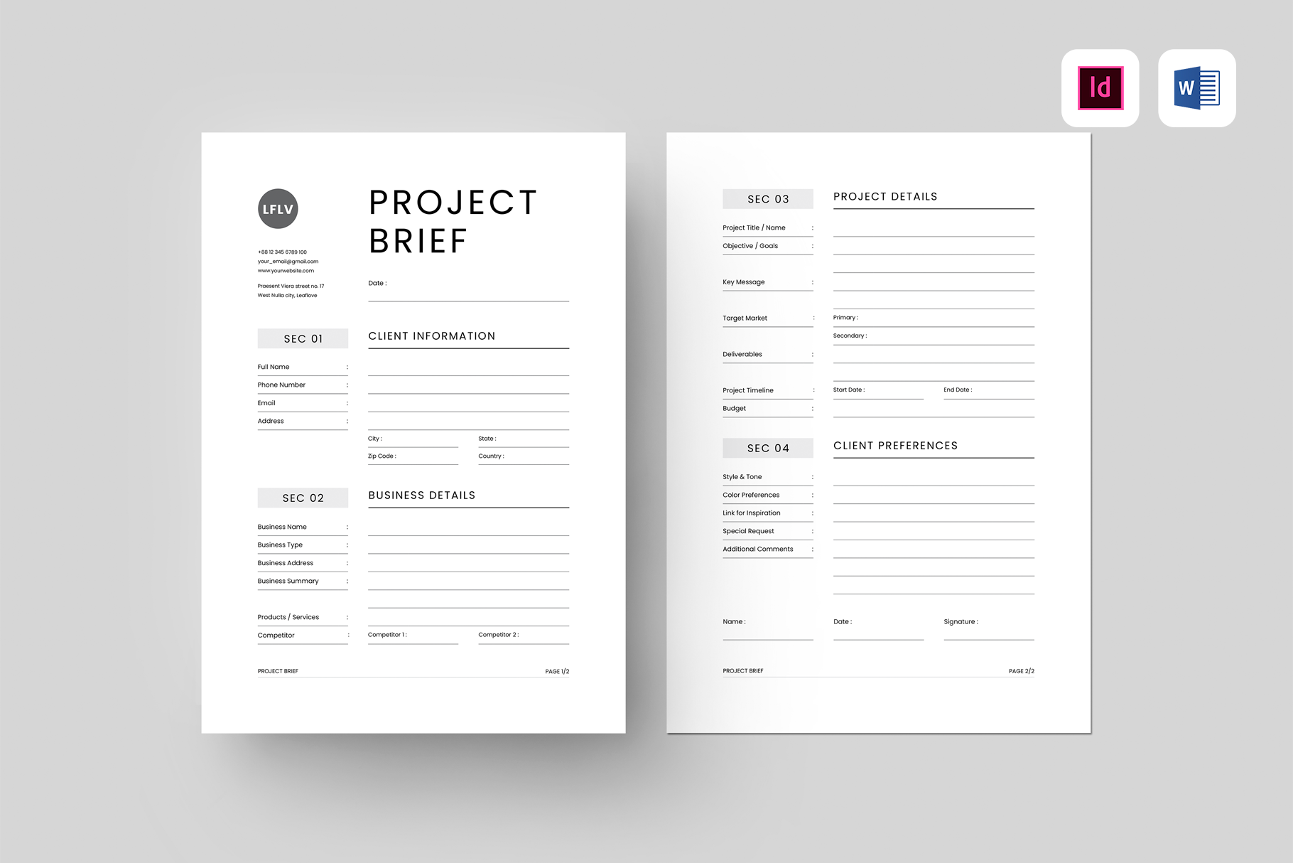Project Brief | MS Word & Indesign, a Templates & Theme by Leaflove