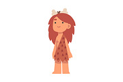 Standing Primitive Little Girl, an Animal Illustration by TopVectors