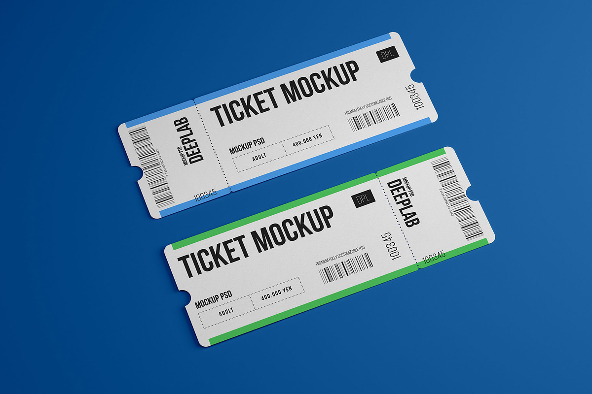 Tickets Mockup Set - 17 styles, a Print Template by Deeplab