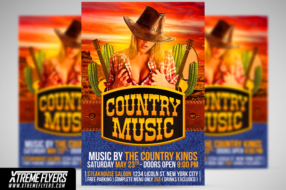 Country Music Flyer Template, a Flyer Template by XtremeFlyers