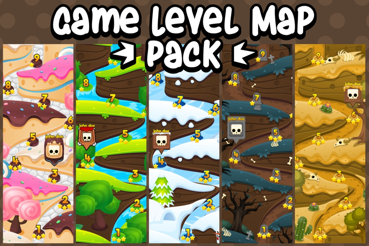 Game Level Maps Pack, an Illustration by pzUH