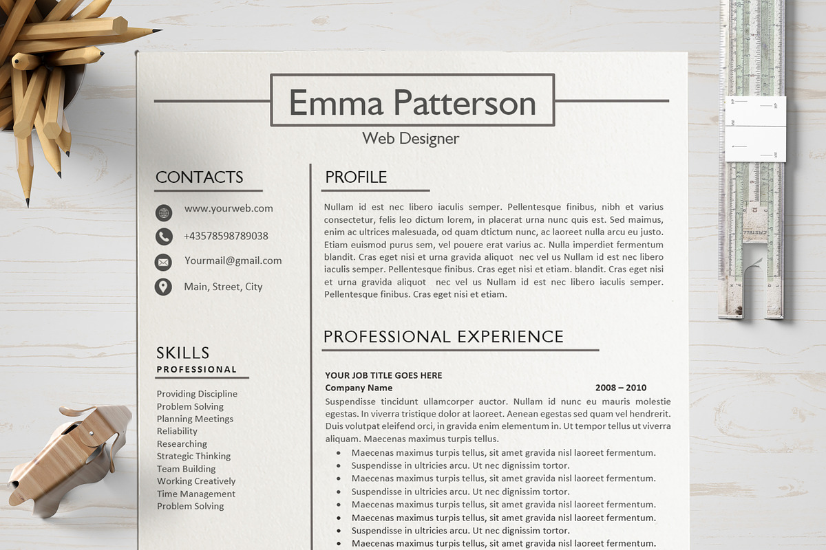 Modern Resume Template, a Resume Template by Wow Designs