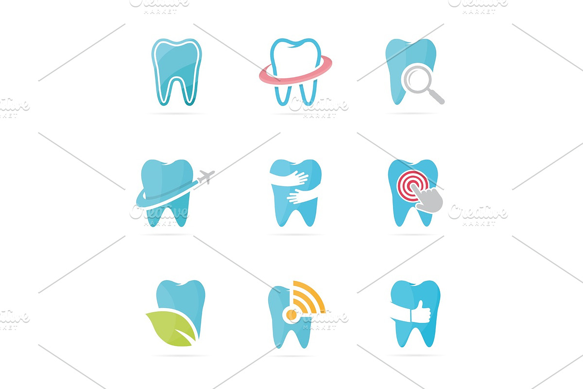 Set of tooth logo combination. Dental and oral symbol or icon. Unique ...