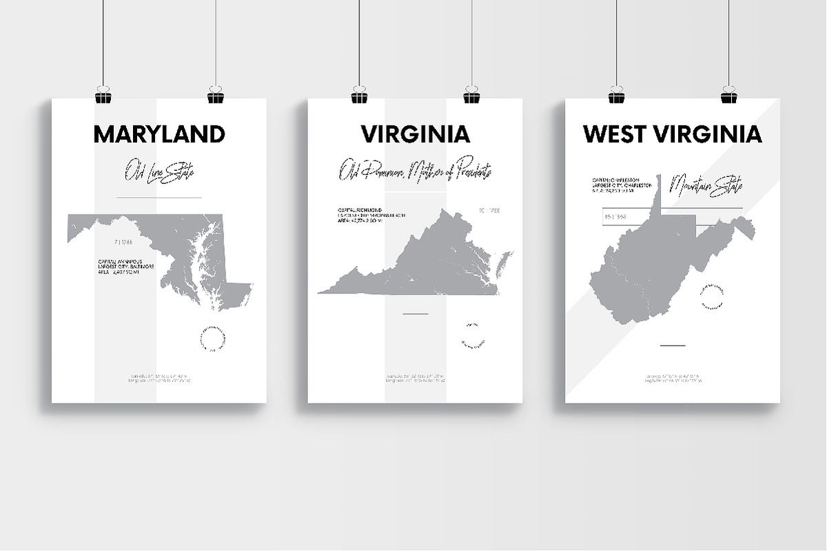 U.S. State Maps | Poster set 1, an Education Illustration by MaximGertsen