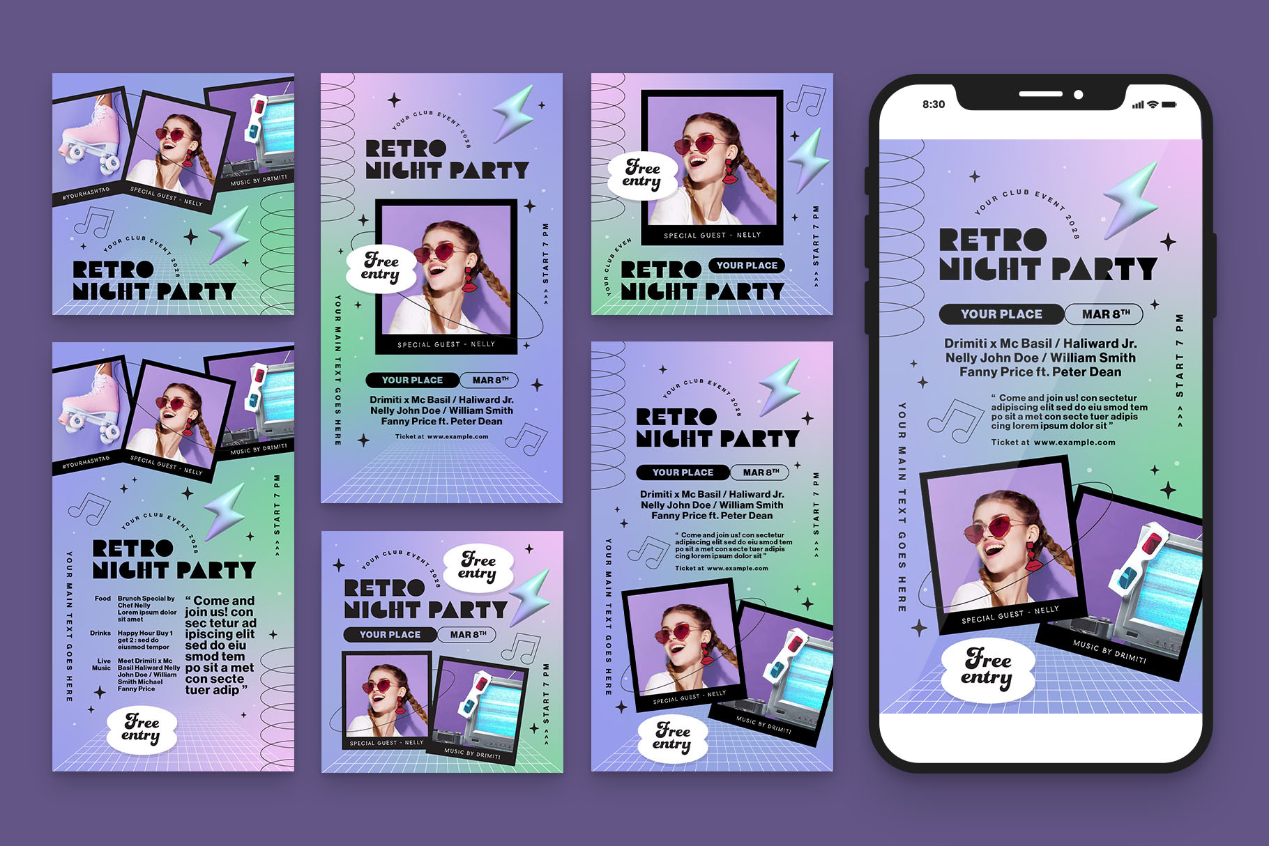 Retro Social Media Banners, a Social Media Template by BrandPacks