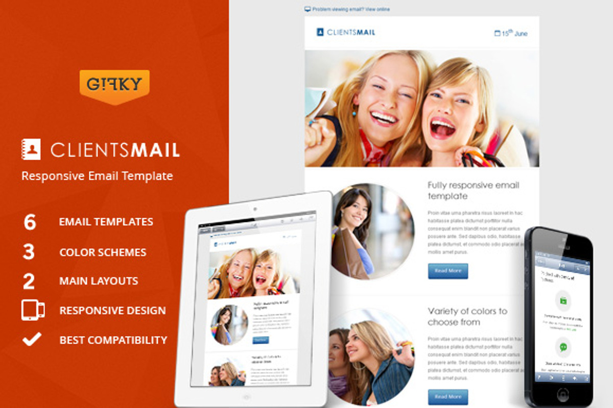 Clients Mail - Responsive HTML Email, a Websites & App Template by Gifky
