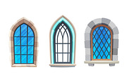 Medieval castle interior windows, an Illustration by Vector Tradition