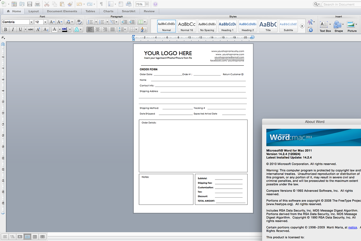 Order Form-id22, a Stationery Template by AIW SOLUTIONS