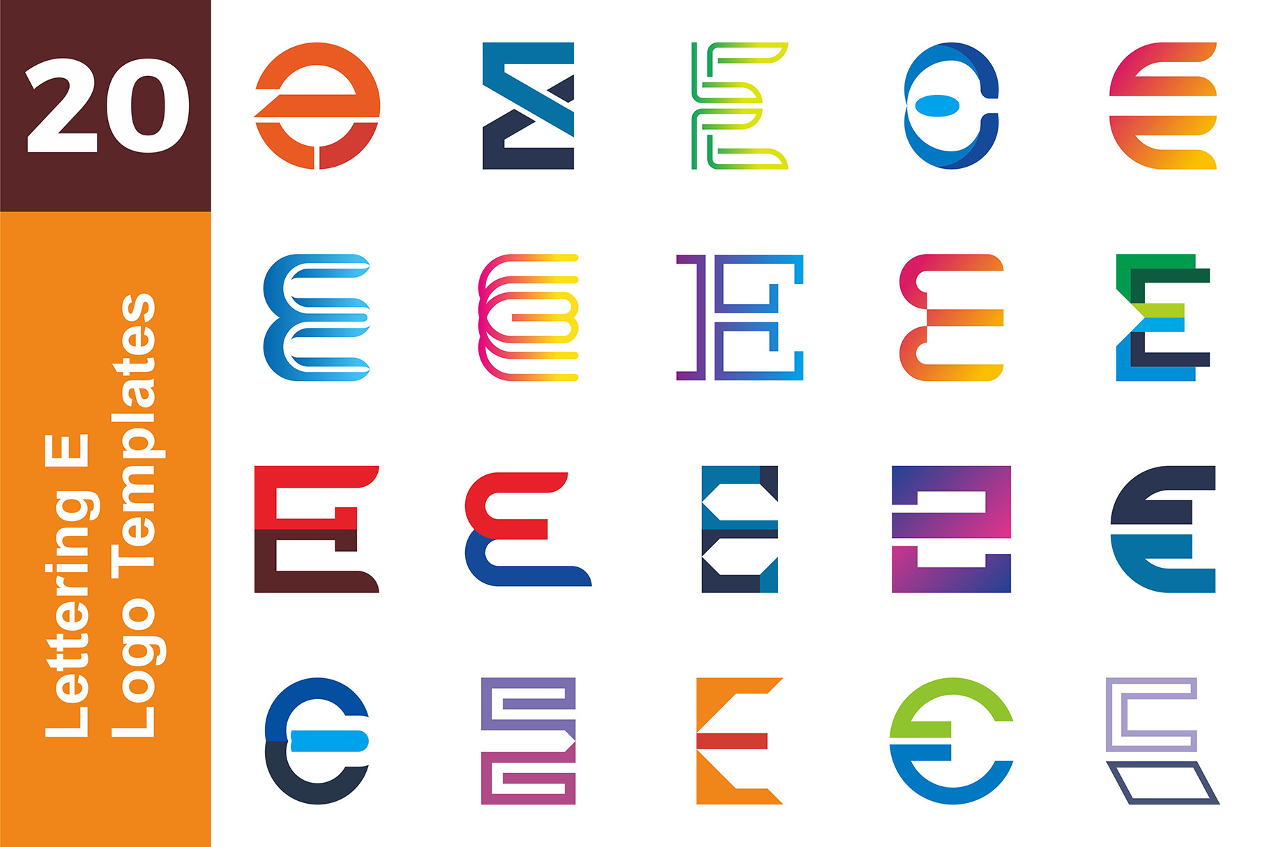 20 Logo Lettering E Template Bundle, a Branding & Logo Template by ...