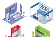 Isometric expo stands design, a Technology Illustration by Macrovector