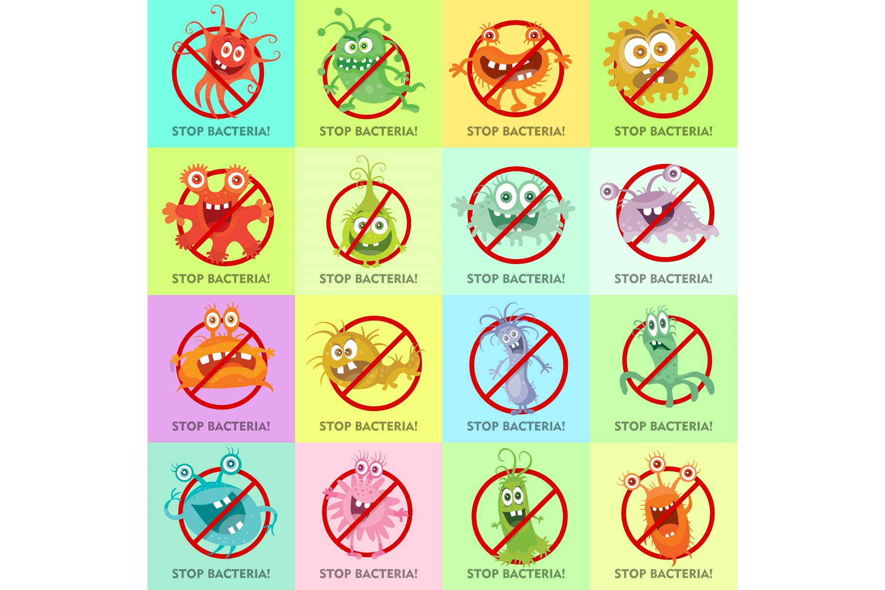 Stop Bacteria Cartoon Vector, an Object Graphic by robuart