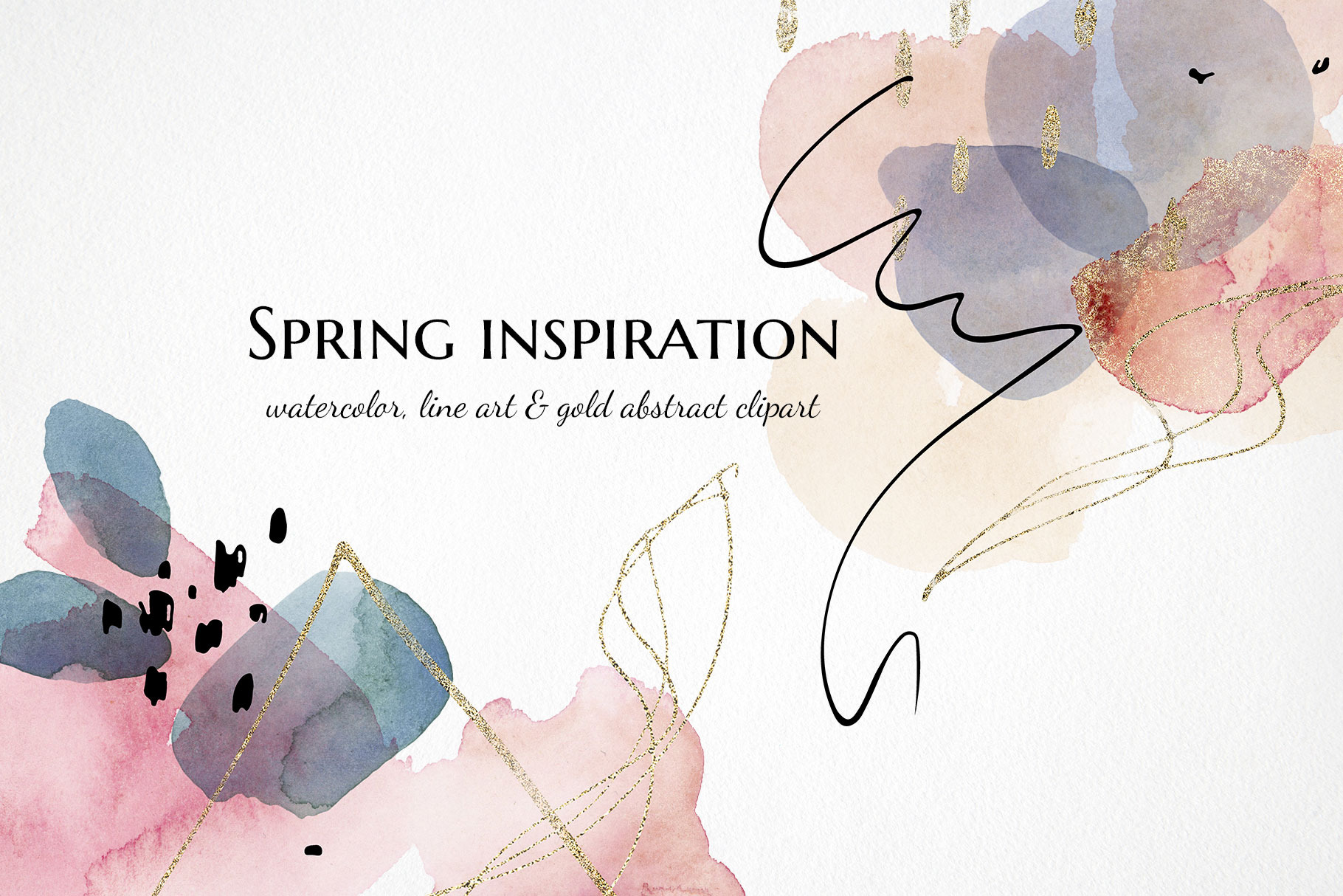 watercolor and gold abstract shapes, a Texture Illustration by ...