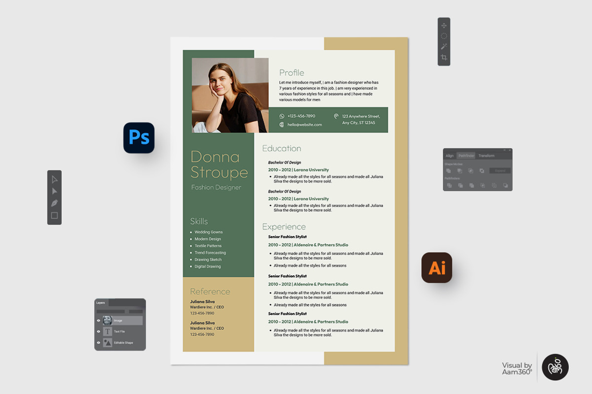 Professional Resume Template, a Flyer Template by Aam360 | Creative Market