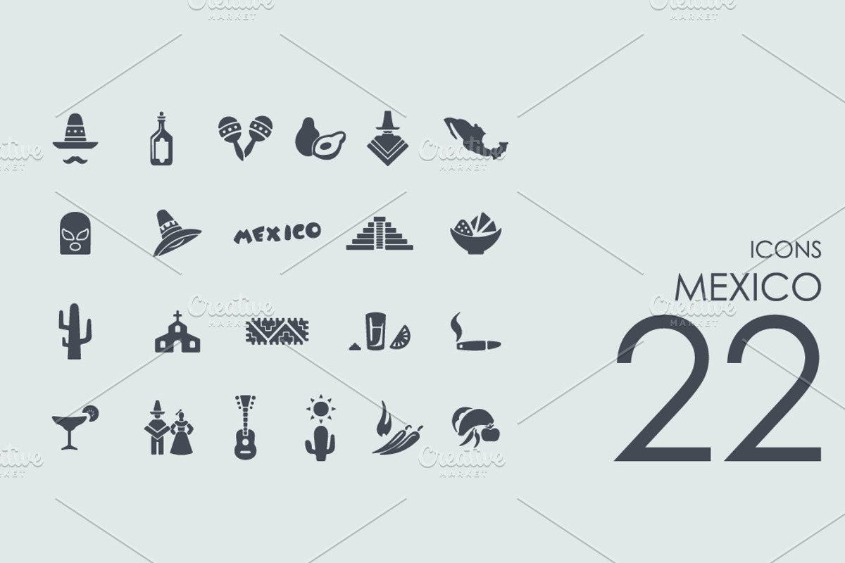 22 Mexico icons, an Outline Icon by Palau