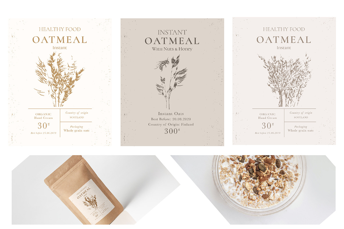 Oat Labels, Vector Editable Templates