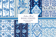 Boho Patterns Stripes (Blue & White)