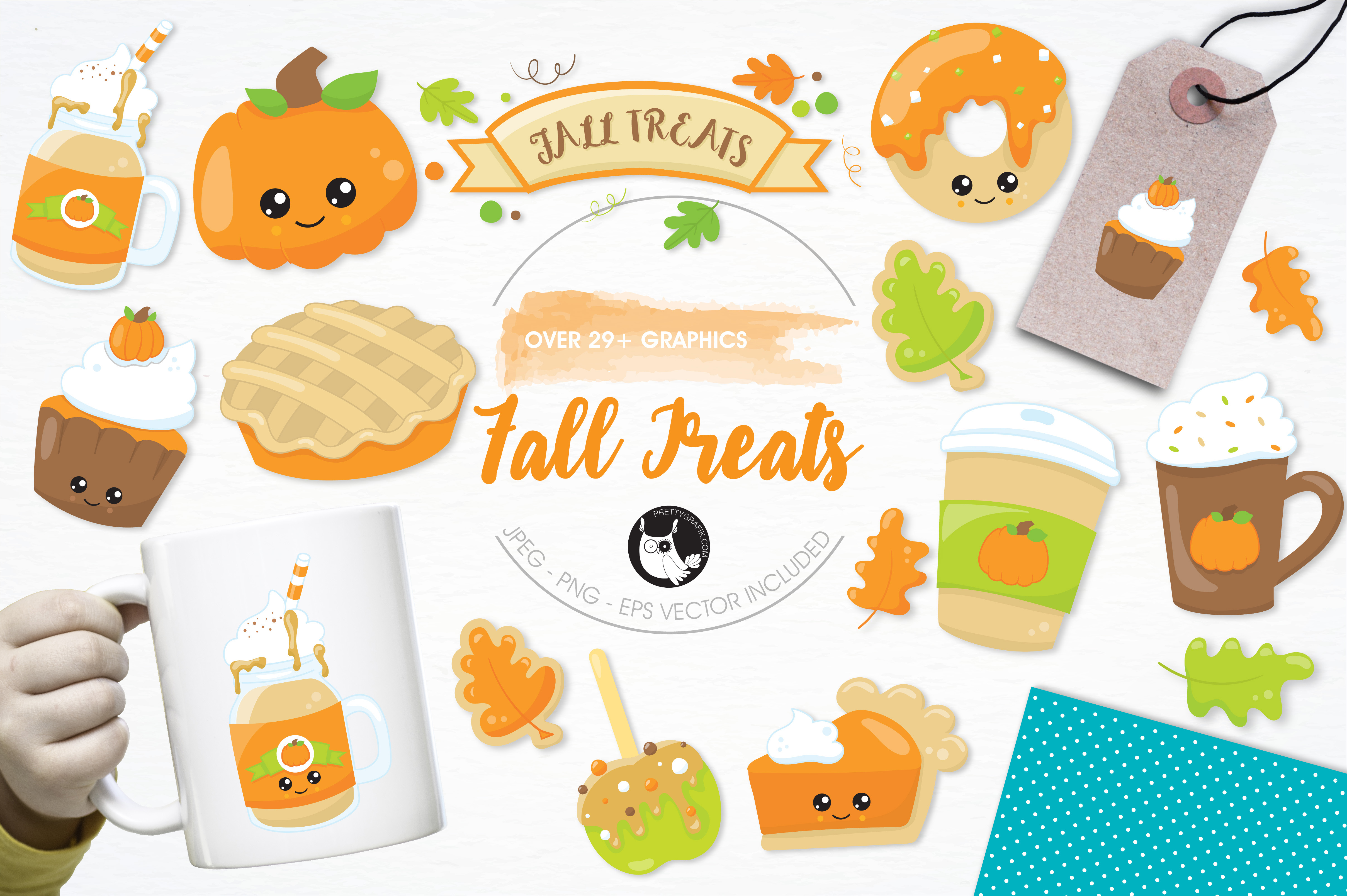 Fall treats illustration pack, an Illustration by PrettyBundles