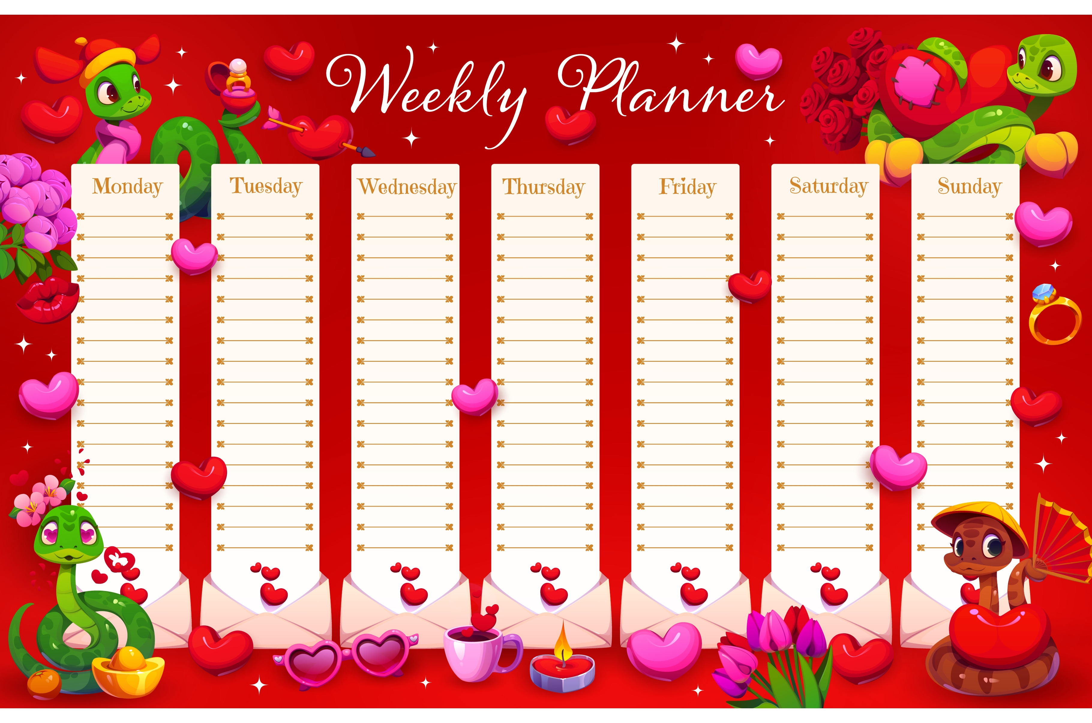 Weekly planner schedule, a Seasonal Illustration by Vector Tradition