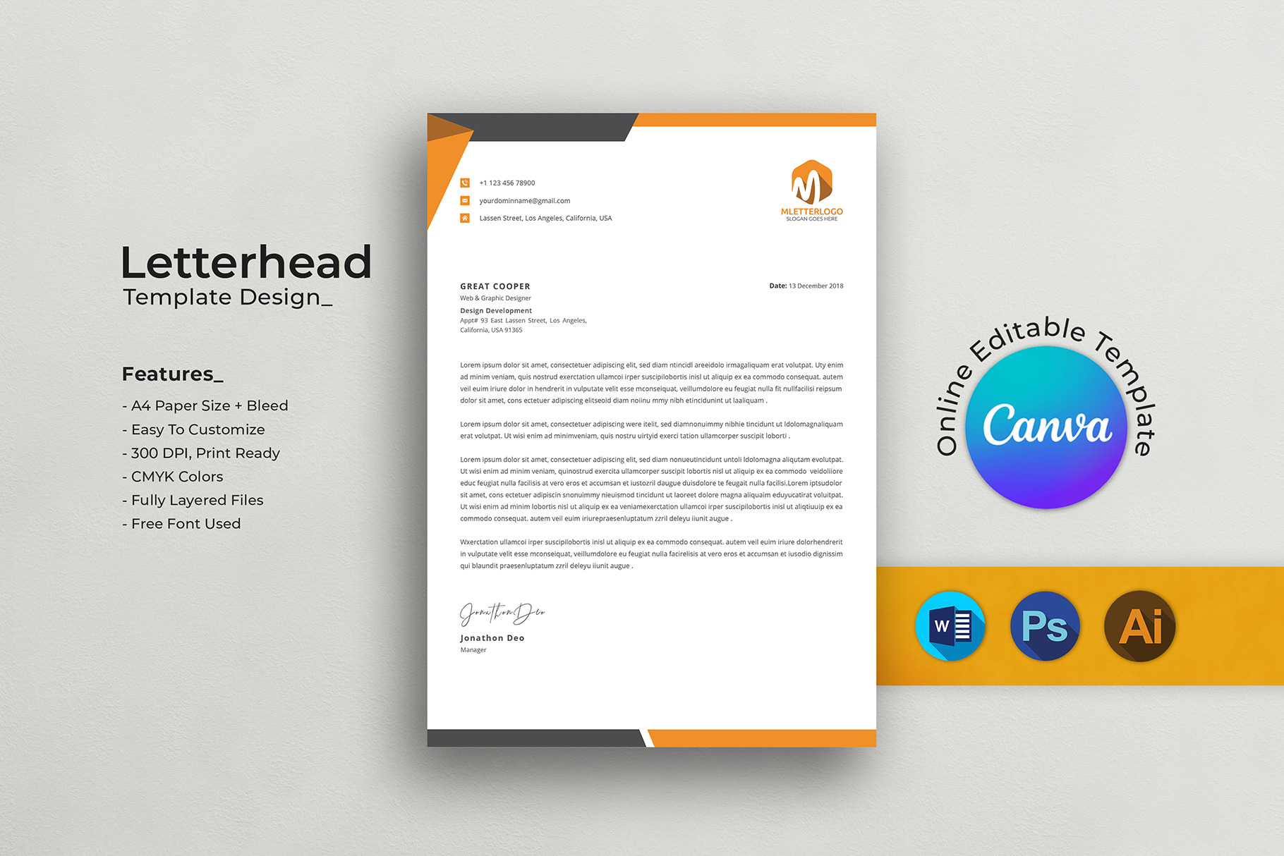 Canva Letterhead Template
